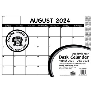 2 pcs 2024-2025 Academic Year Desk Calendar Black/White and Chalkboard Design Combination Pack, 12 months with notes space major holidays 13” x 19” Wall/Desk Teacher Planner Classroom Office Home Organization