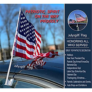 Julysgift US American Patriotic Car Window Clip USA Flag 17" x 12" (12 Counts)
