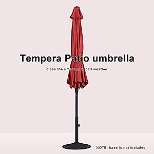 Tempera 9' Outdoor Market Patio Table Umbrella with Auto Tilt and Crank,Large Sun Umbrella with Sturdy Pole&Fade resistant canopy,Easy to set,Rust Red