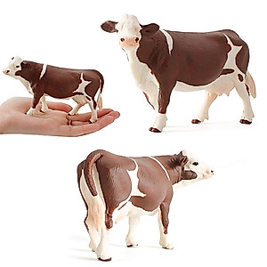 DOYIFun Realistic Farm Cow Model Figure Toy Set, Cow Figurines Collection Playset with Farm Keepers, Farm Meadows Pasture Cow Statues Preschool Science Educational Learn Cognitive Toys