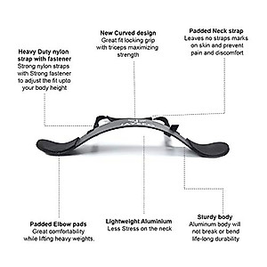 Jayefo Sport Arm Blaster for Biceps, Ez Curl Bar and Preacher Bar - Bicep Blaster and Arm Exercise Equipment - Forearm and Biceps Workout Equipment - Adjustable Size - Black