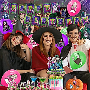 Movie Theme Birthday Party Supplies Set for Boys Girls, Birthday Party Decorations 89 Pcs with Birthday Banne Balloons Backdrop,Cake Topper,Swirls,Stickers for Christmas Party New Year Prank Party