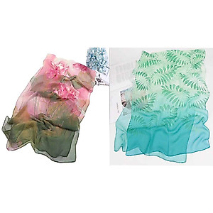 Acotavie 2 Pcs Scarfs for Women Lightweight Scarves Fashion Floral Print Shawls Holiday Gifts Scarf (A1)