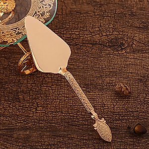 European Style Wedding Cake Knife and Server Set Exquisite Cake Cutting Set for Wedding Cake Cutting Set for Wedding (Gold-1)