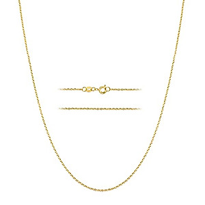 KISPER 24k Gold Cable Link Chain Necklace – Thin, Dainty, Gold Plated Stainless Steel Jewelry for Women & Men with Spring Ring Clasp, 30”