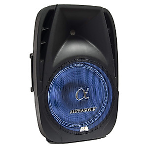 Pair Alphasonik All-in-one 12" Powered 1500W PRO DJ Amplified Loud Speakers with Bluetooth USB SD Card AUX MP3 FM Radio PA System LED Lights Karaoke Mic Guitar Amp 2 Tripod Stands Cable and Microphone