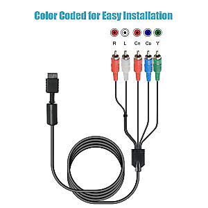TENINYU Compatible with PS2/PS3/PS3 Slim HDTV-Ready TV HD Component AV Cable 5-Wire 6FT Black