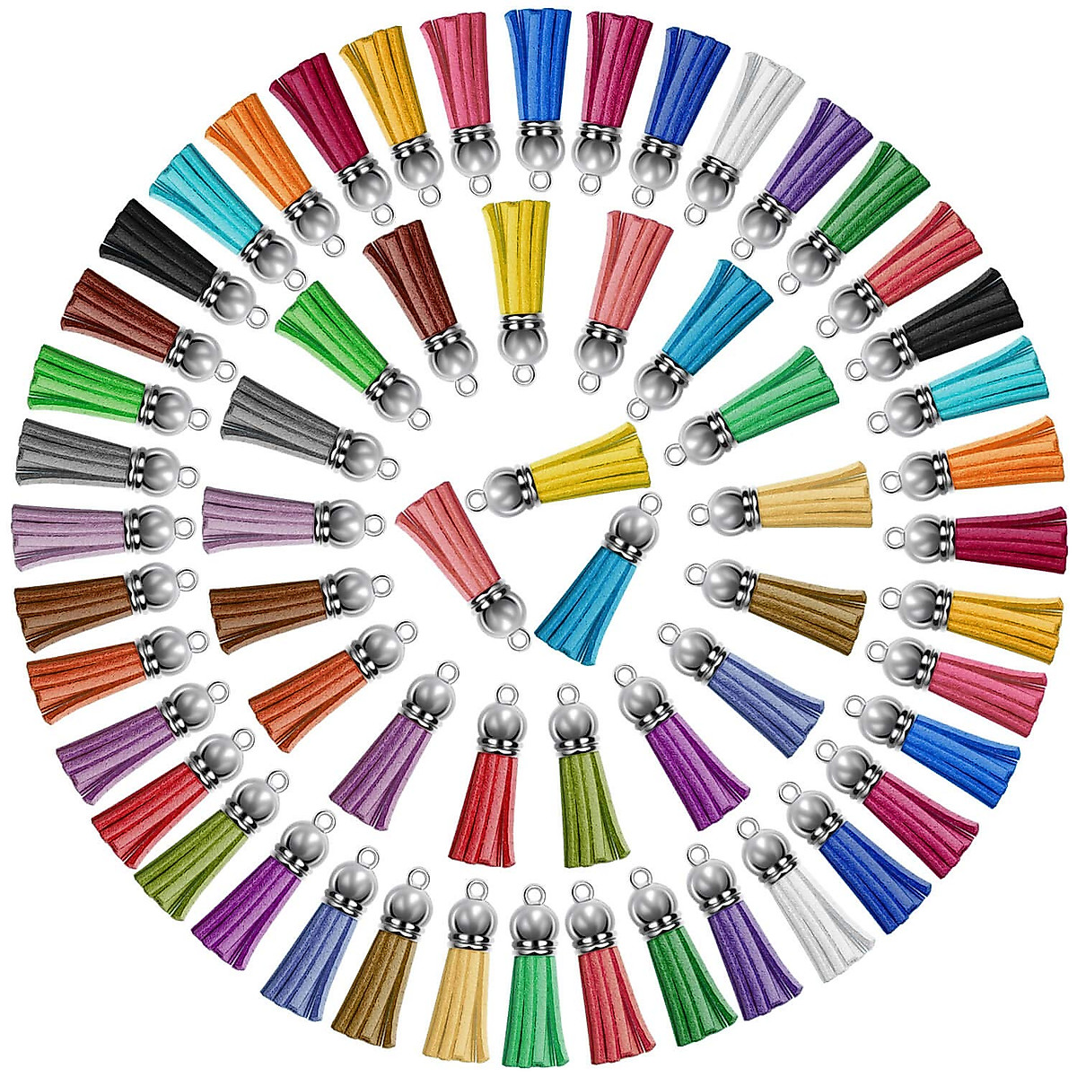 Paxcoo 120Pcs Keychain Tassels Acrylic Keychain Blanks Keychain Rings Bulk for DIY Keychain Key Rings Craft Supplies