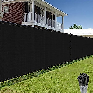 E&K Sunrise 8' x 25' Privacy Fence Screen with Grommets, Outdoor Windscreen Fence Covering Privacy Screen UV Blockage for Backyard Garden Patio, Zip Ties Included (Black)