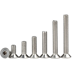 M5-0.8 x 12mm Flat Head Socket Cap Screws Bolts, Stainless Steel 18-8 (304), Bright Finish, Allen Socket Drive,Machine Screws Inner Hex Screw Fasteners Bolts 50 Pcs