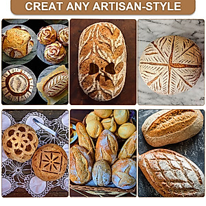 11'' Round & 10'' Oval Banneton Bread Proofing Basket Set, 32Pcs Cane Sourdough Bread Baking Supplies with Bread Lame, Dough Scraper, Linen Liner, Brush Stencil, Bread Making Kit for Christmas