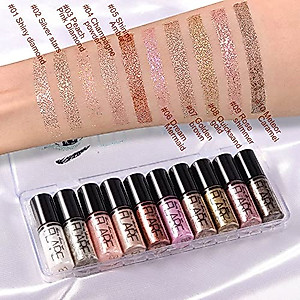 evpct 10 Colors Glitter Liquid Gel Eyeliner Eye Glitter Eyeshadow Makeup Set Pink Brown White Gold Glitter Liquid Eye shadow Set delineador de ojos contra el agua delineadores de colores para ojos