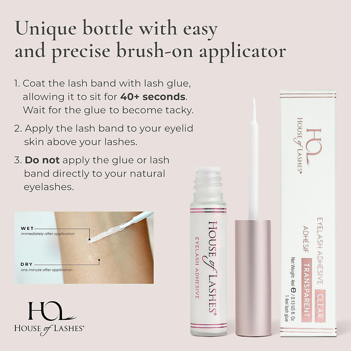 House of Lashes Eyelash Glue - Latex-Free Eyelash Glue for Sensitive Eyes - Effective for All Day Wear Clear Lash Glue for Strip Lashes, 2 Count