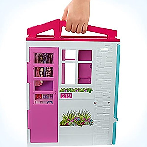 Barbie Doll and Dollhouse, Portable 1-Story Playset with Pool