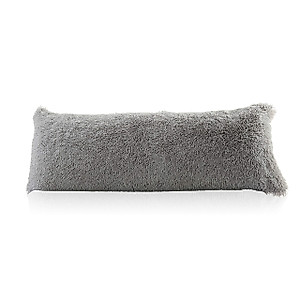 Reafort Luxury Long Hair, PV Fur, Faux Fur Body Pillow Cover/Case 21"x54" with Zipper Closure (21"x54" Body Pillow Cover, Grey)