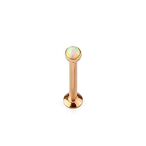 Pierced Owl 16GA 316L Surgical Steel Internally Threaded White Synthetic Opal Lip Cartilage Ear Stud (Rose Gold Tone, 6mm Barbell)