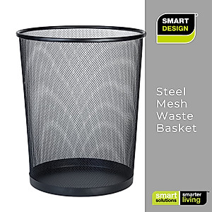 Smart Design Steel Mesh Waste Basket - Set of 12-11.75 x 13.75 Inch - Black