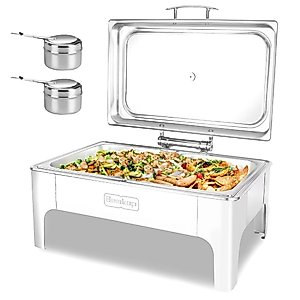 Chafing Dish Buffet Set,Rectangular Chafing Dish with Glass Top, Soft-Close Lid,Chafer for Catering Buffet Servers and Warmers