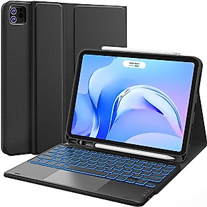 CHESONA for iPad Air 11 Inch Case with Keyboard (M2, 2024), 7-Color Backlight, Touchpad and Pencil Holder, 2 Bluetooth Channels, for iPad Pro 11 (4th/3rd/2nd/1st Gen) for iPad Air 5th & 4th Gen, Black