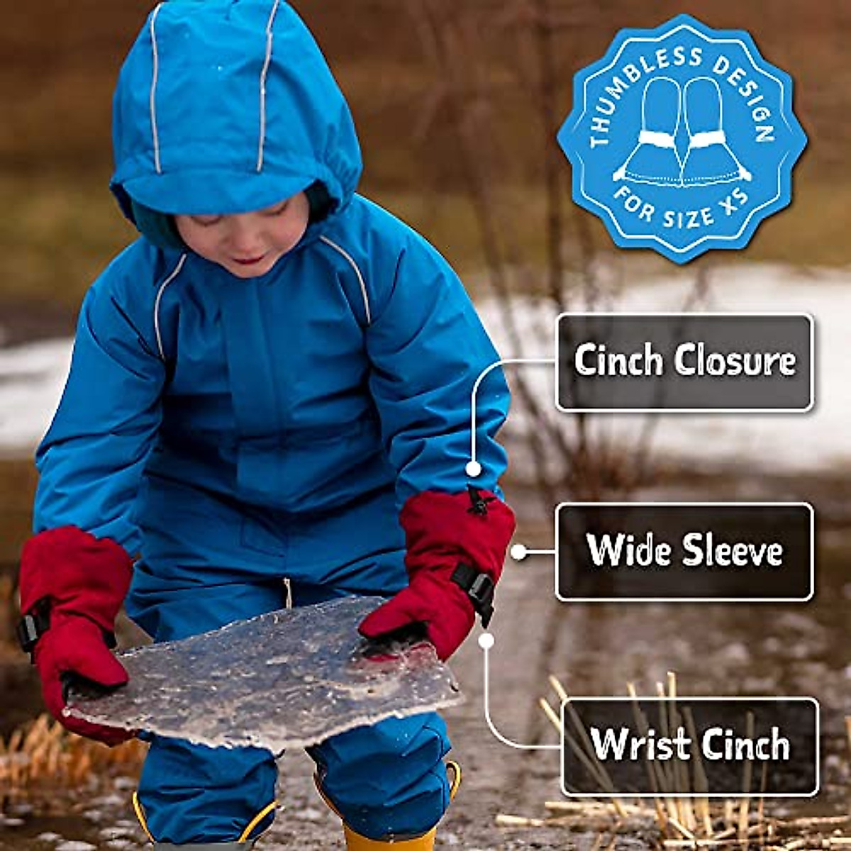 JAN & JUL Snow Mittens for Kids Waterproof Fleece-Lined (Constellations, L: 6-8Y)