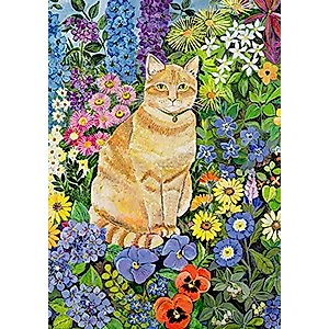 Toland Home Garden 119604 Flower Cat Cat Flag 12x18 Inch Double Sided Cat Garden Flag for Outdoor House Flower Flag Yard Decoration