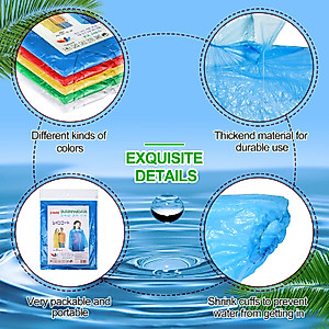 200 Pieces Adults Rain Ponchos Bulk 5 Colors Disposable Rain Ponchos with Hoods Emergency Disposable Raincoat Individually Wrapped Waterproof Plastic Ponchos for Man Women Traveling Camping Hiking