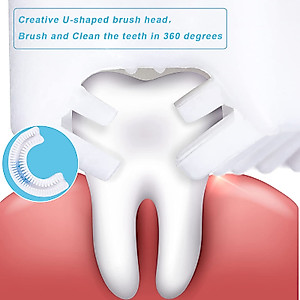 Nuenen 8 Pieces Kids U Shaped Toothbrush Manual Training Tooth Brush with Soft Silicone Brush Head Whitening Massage Toothbrush Whole Mouth Toothbrush 360 Oral Teeth Cleaning (Long Handle)