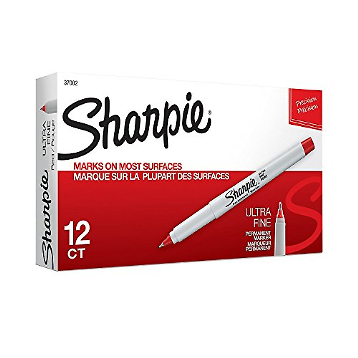 Sharpie 37002 Permanent Markers Ultra Fine Point Red Dozen