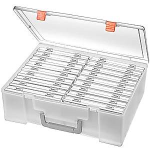 Photo Storage Box 4x6, 18 Inner Extra Large Photo Case Large Photo Organizer Acid-Free Photo Box Storage Photo Keeper Photo Storage Case, Plastic Craft Storage Box for Photo Stickers Stamps Seeds (Clear, 18 Boxes)