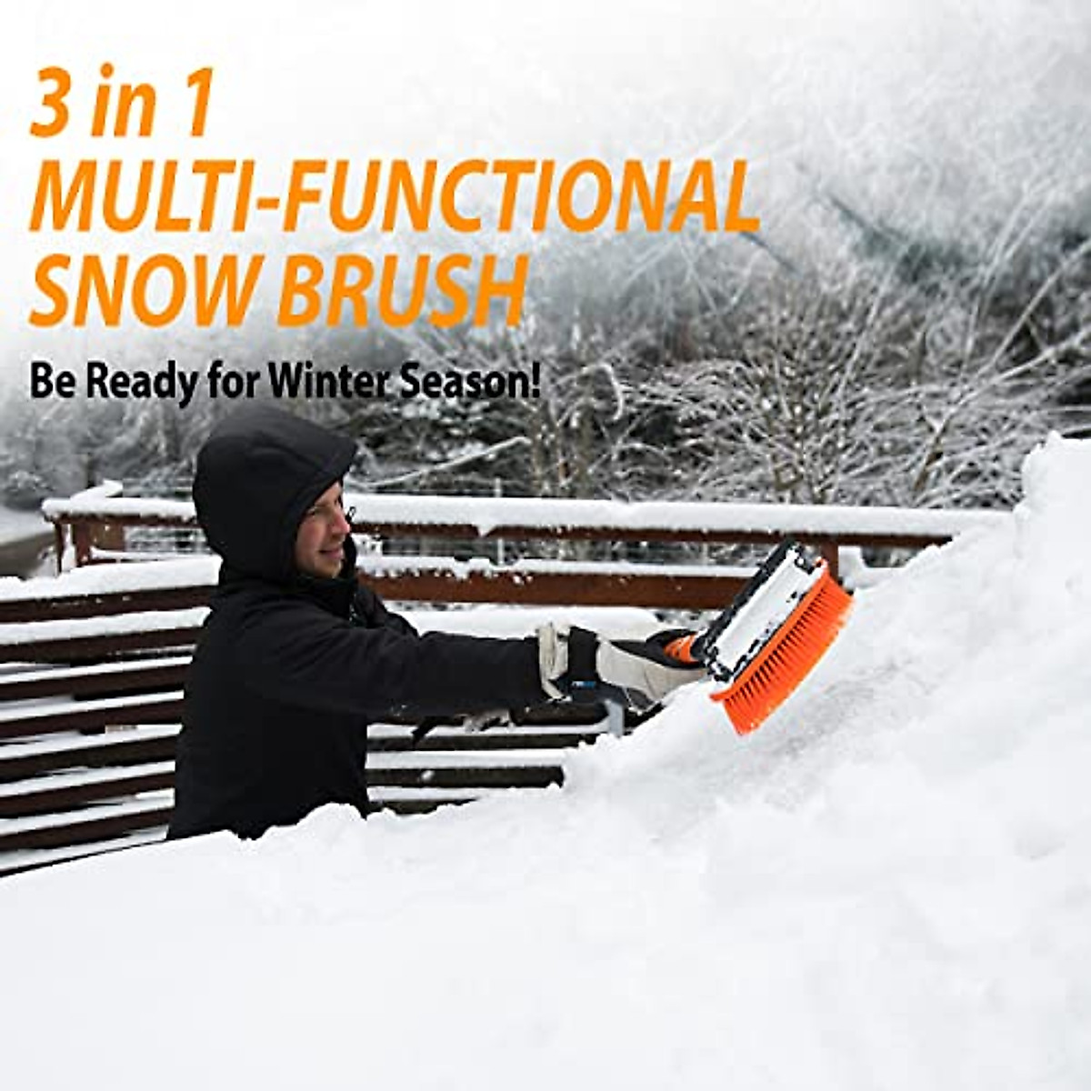 Zone Tech 35” Extendable Ice Scraper and Extendable Brush 360° Snow Brush Head for Car Windshield Flexible Arm Ice Scraper Scratch Free Removal Tool Snow Removal Compact Extreme Durable Auto Truck SUV