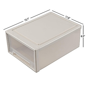 Ysmiltion Large Stackable Storage Drawers, 18 Quart Plastic Stacking Drawer Units, 4 Packs