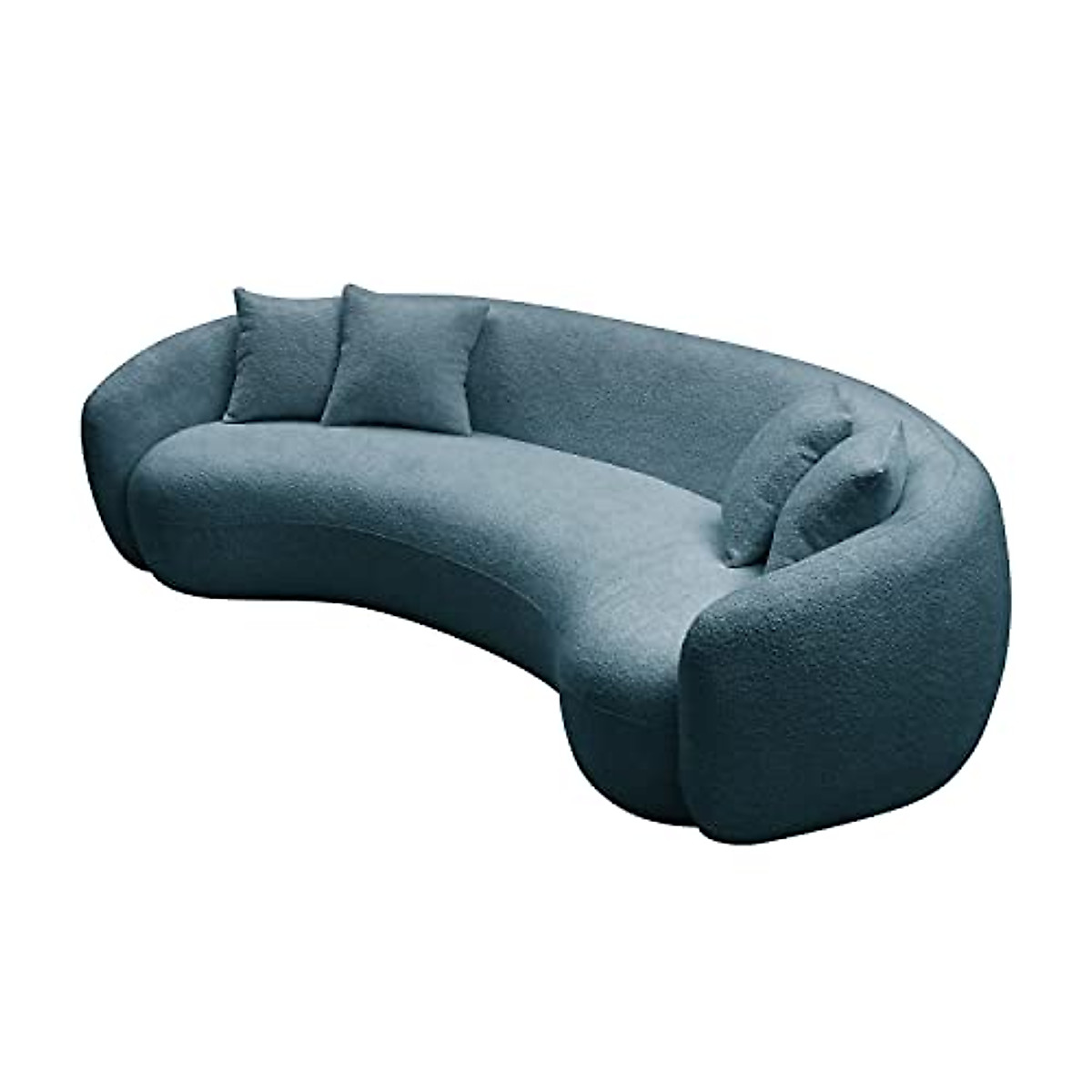 NordStorm 102.36" Curved Living Room Sofa Couch with 4 Throw Pillows, Uphostery Boucle Couch, 5 Seater Half-Moon Shape Mid-Century Modern Cream Cloud Couch for Bedroom Small Apartment, Blue