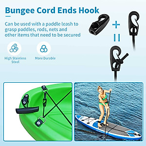 Deck Rigging Kit Accessory - 19.7 FT Bungee Cord with Deck Loops Tie Down Pad Eyes and J - Hooks and Bungee Cord Hook Screws & Rivets for Kayaks Canoes Boat