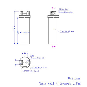 INTBUYING Heavy Duty Water Filter Shell Housing Whole House Water Purification of 304 Stainless Steel-10inch Filter 3/4inch NPT Inlet and Outlet with Bracket and Wrench Pin