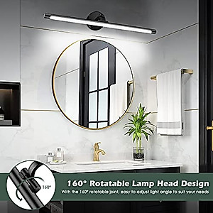 VSATEN 24 Inch Bathroom Vanity Light Fixtures, Modern Black LED Vanity Lights for Bathroom Mirror, Rotatable Bathroom Lighting Fixtures Over Mirror, 6000K Cool White