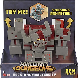 Minecraft Dungeons Redstone Monstrosity, Large Battle Figure (10-inch by 7.3-inch), Action and Adventure Toy Based on Video Game, Gift for Kids Age 6 and Older