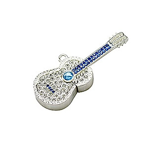Civetman 64GB Crystal Guitar Style USB2.0 Flash Drives Cute Memory Stick Thumb with Necklace - Blue