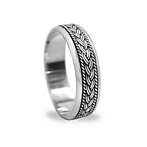 Braided knot sterling silver wedding band or promise ring~spins~ Sz 7