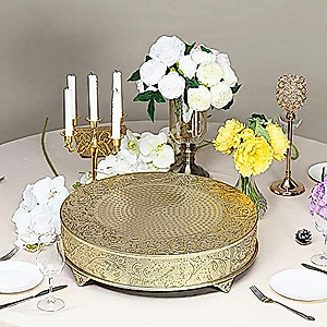 BalsaCircle 22-Inch Wide Silver Round Embossed Cake Stand Riser - Wedding Birthday Dessert Display Pedestal Centerpiece Wholesale