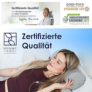 DYNMC you Neck Bolster Pillow Roll with Removable Washable Oeko-TEX Cover - Ultra Comfortable with Memory Foam Core, Round Pillow for Lower Back, Knees, & Neck Support Cylinder Pillows, Grey