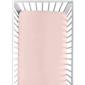 Sweet Jojo Designs Pink Girl Fitted Crib Sheet Baby or Toddler Bed Nursery - Solid Color Light Blush Luxurious Elegant Princess Vintage Boho Shabby Chic Luxury Glam High End for Rose Collection