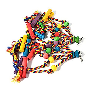 KAMOD Bird Chewing Toy Funny Cotton Rope Parrot Toy Bite Resistant Bird Tearing Toy Cockatiels Training Toy