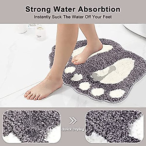 DIGHEIGG Bathroom Rugs, Bath Mats Water Absorbent Non-Slip for Bathroom, Shower, Room, Soft Microfiber Bath Mat Machine Washable Bath Mat Big Feet Bathroom Mat (Gray 16x24&#039;&#039;)