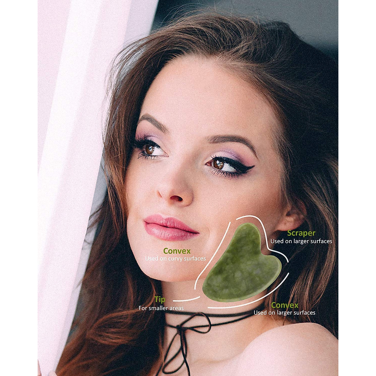 Jade Roller for Face, Jade Roller and Gua Sha Set, EUASOO 100% Real Natural Beauty Jade Facial Roller Massage Tool for Face Eyes Neck Body – Anti Aging Beauty Treatment