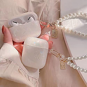 ZHIRUAN Airpods Pro Case (2019) Earbuds Case Protective Cover Skin with Pearl Keychain Airpods Accessories Compatible with AirPods Pro Charging Case (White)