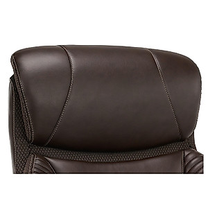 Serta iComfort i6000 Series Big & Tall Ergonomic Bonded Leather High-Back Executive Chair, Brown/Silver