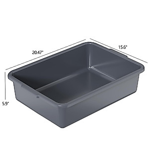 Vadidiya 24 L Plastic Utility Bus Tub, Large Commercial Bus Boxes, Gray, 4 Packs
