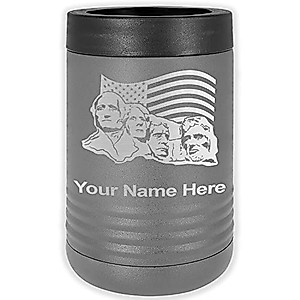 LaserGram Double Wall Insulated Beverage Can Holder, Mount Rushmore, Personalized Engraving Included (Standard Can, Gray)