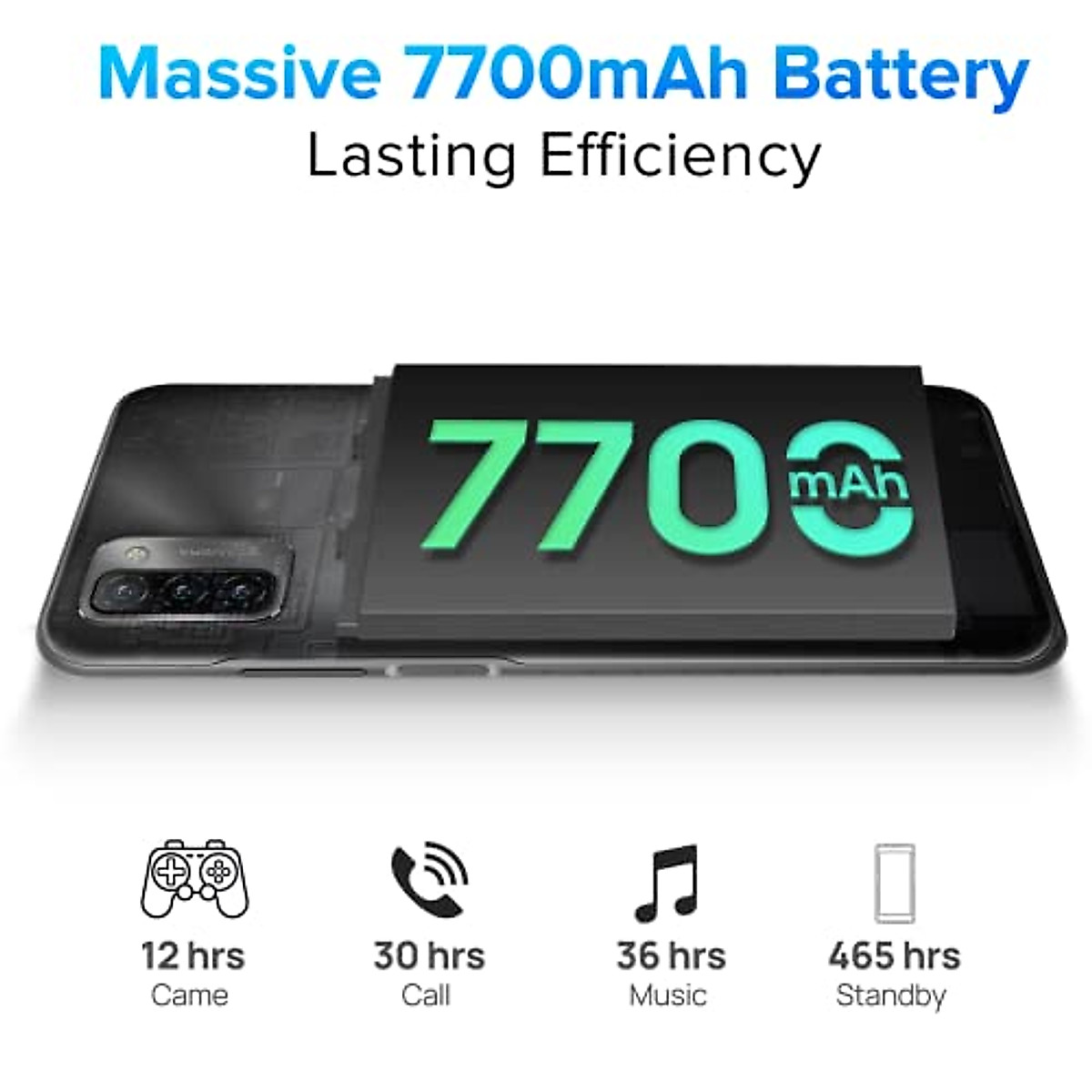 Ulefone Note 12 Unlocked Cell Phone, 4G Unlocked Smartphone, 6.82” Ultra-Large Screen with Slim Structure, 7700mAh Battery, 4+128GB, 3-Card Slot, Face Unlock/Fingerprint Recognition, Black