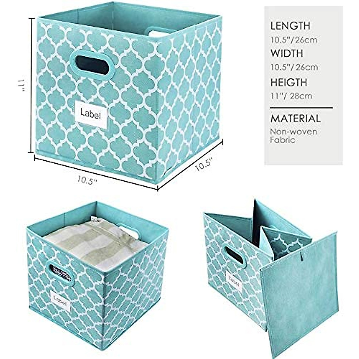 Cube Storage Bins 11x11 inches and Clothes Drawer Organizer(Blue)
